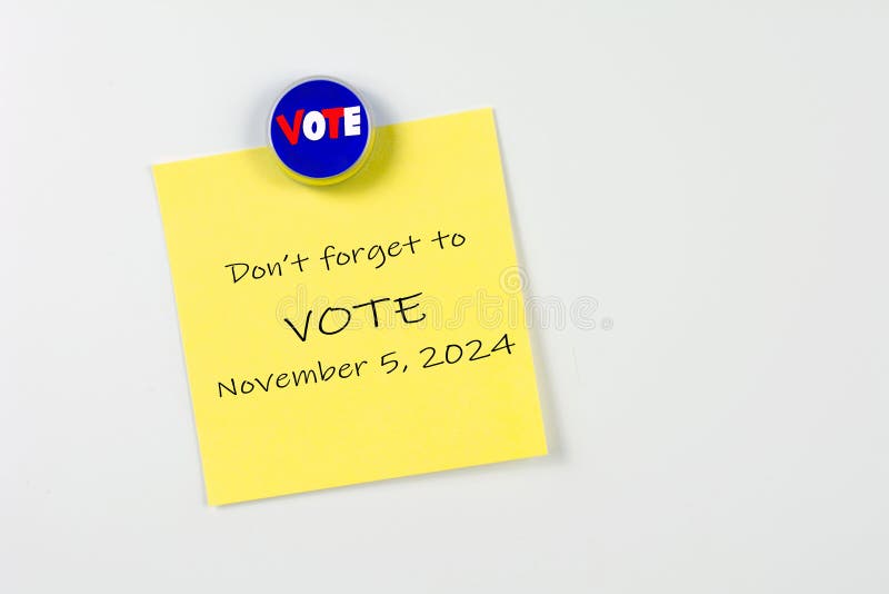 Yellow Sticky Note Reminder To Vote on Refrigerator Stock Image - Image ...