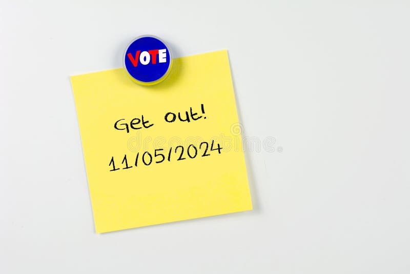 Yellow Sticky Note Reminder To Vote on Refrigerator Stock Image - Image ...