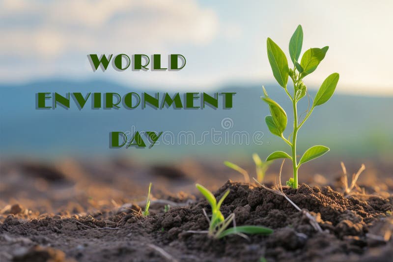 Young Plant Growing in Field. World Environment Day Concept Stock ...