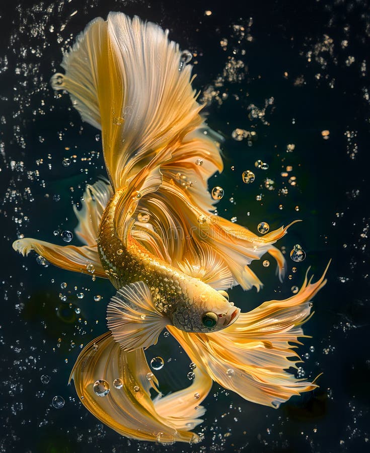 Generated ImageClose-up of a Golden Siamese Fighting Fish and Its ...