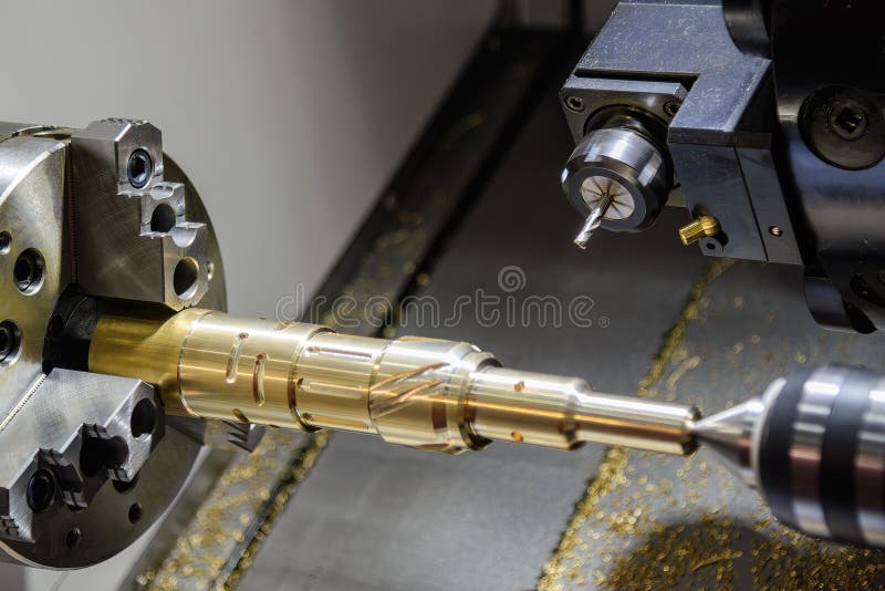 Generated IThe Multi-tasking CNC Lathe Machine Milling the Brass ...