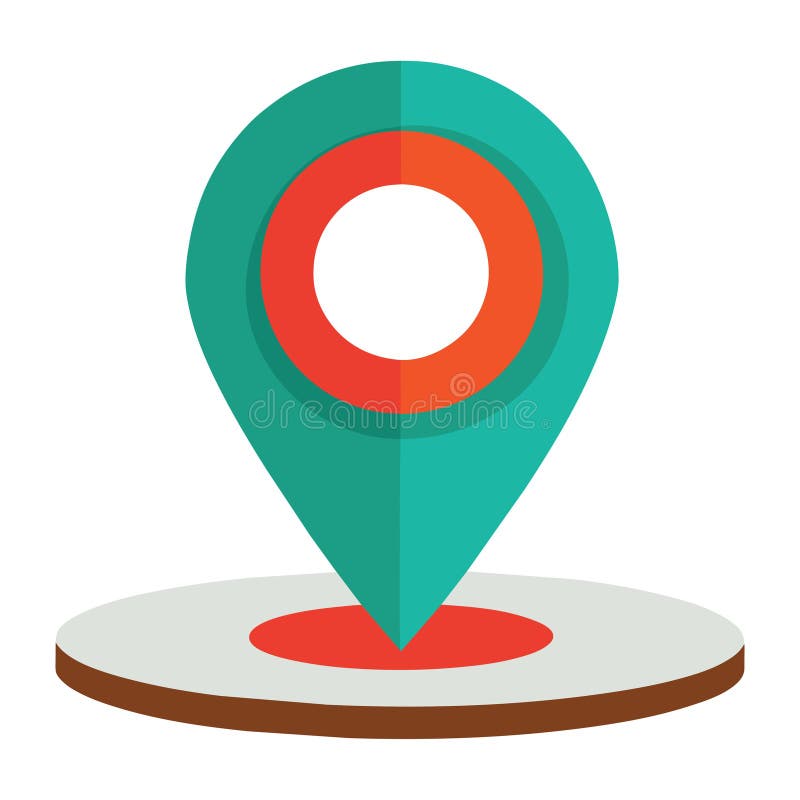 A Red and Teal Map Marker with an Orange Dot, a Location Pin Icon ...
