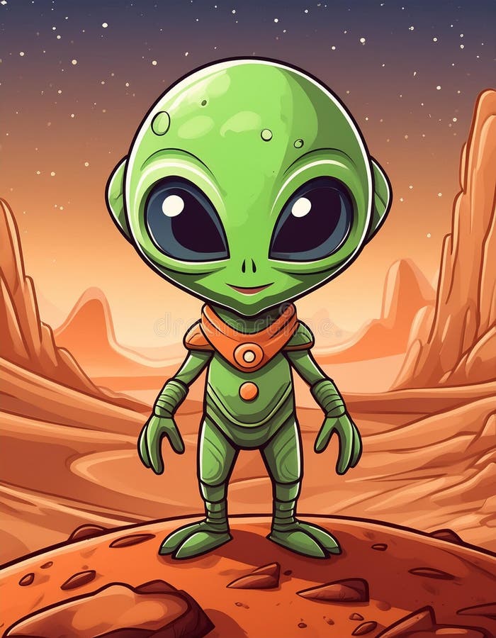 Alien standing on a planet stock illustration. Illustration of sketch ...