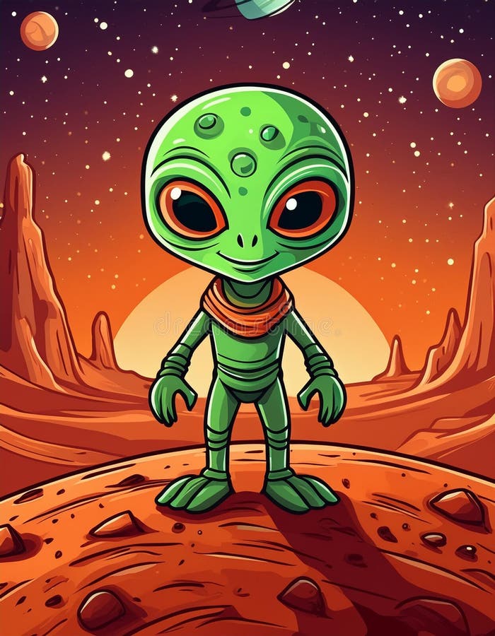 Alien standing on a planet stock illustration. Illustration of alien ...