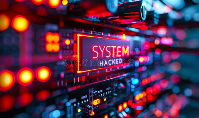 Alarming SYSTEM HACKED Alert Flashing on a Server Data Panel ...
