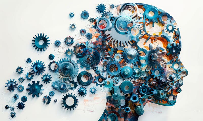 Artistic Representation of a Human Profile with Interlocking Gears and ...