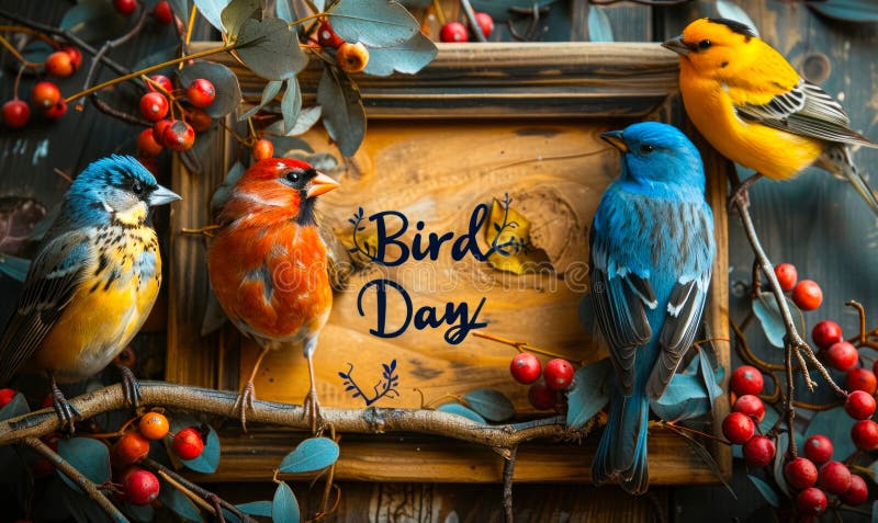 Bird Day Celebration Captured in a Decorative Frame with Handcrafted ...