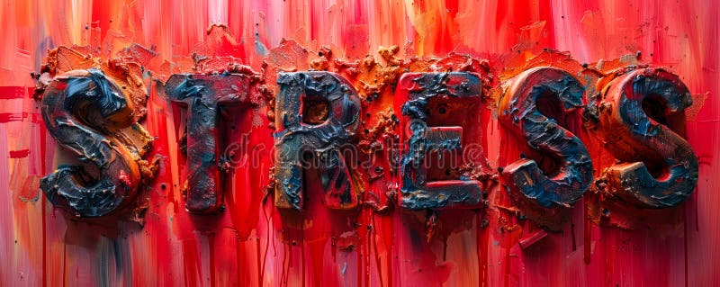 Bold Black STRESS Text on a Vibrant Red Background, a Striking Visual ...