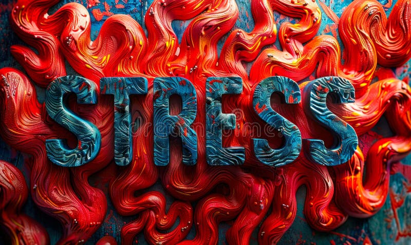 Bold Black STRESS Text on a Vibrant Red Background, a Striking Visual ...