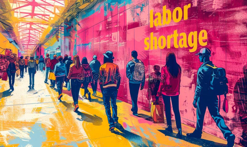 Bold Graphic Design Highlighting the Pressing Issue of Labor Shortage ...