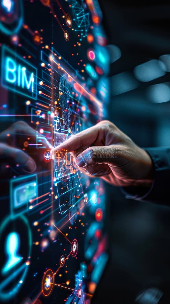 Business Professional Interacting Virtual Interface Concept of Building ...