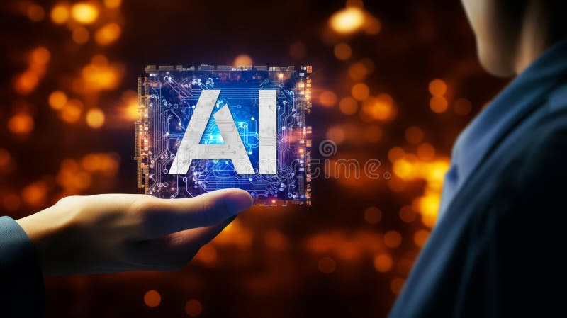 Businessman Presenting Advanced Artificial Intelligence Chip with ...