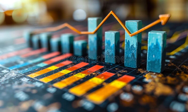 Colorful Bar Graph with Rising Arrow Indicating Growth, Progress and ...