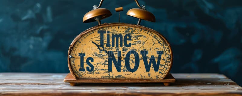 Conceptual Clock with the Time is Now Message, Symbolizing Urgent ...