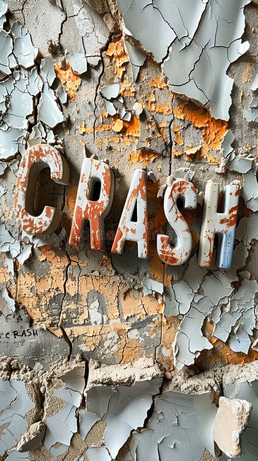 Conceptual Image of CRASH Word Breaking through a White Wall Depicting ...