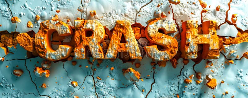 Conceptual Image of CRASH Word Breaking through a White Wall Depicting ...
