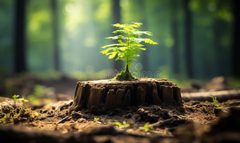 Continuity of Life Young Tree Sprouting from Old Stump Stock ...