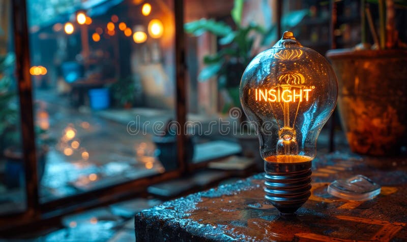 Creative Concept of a Glowing Light Bulb with the Word INSIGHT ...
