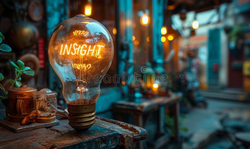 Creative Concept of a Glowing Light Bulb with the Word INSIGHT ...