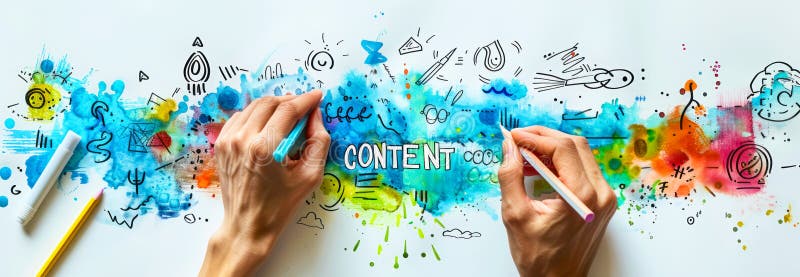 Creative Content Development Process with Hands Writing and Drawing ...