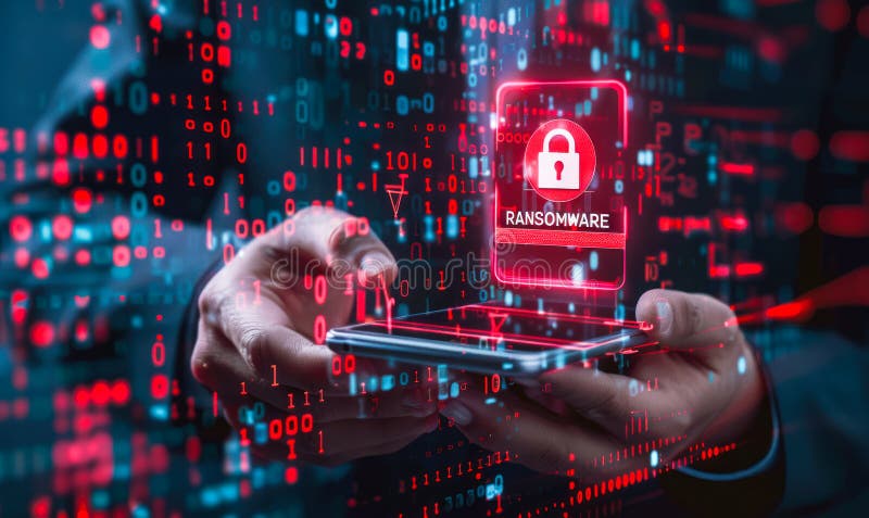 Cybersecurity Expert Demonstrating Ransomware Threat on Mobile Device ...