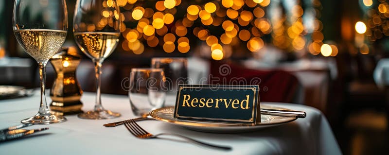 Elegant Reserved Sign Placed on a White Linen Tablecloth at a Fine ...