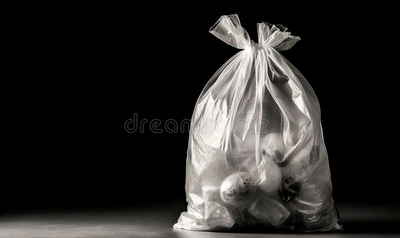 Environmental Waste Management Concept. Transparent Plastic Garbage Bag ...