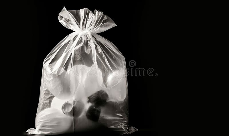 Environmental Waste Management Concept. Transparent Plastic Garbage Bag ...