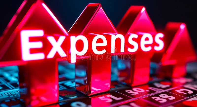 Expenses Text Prominently Featured in Bold White Font Against a Dynamic ...