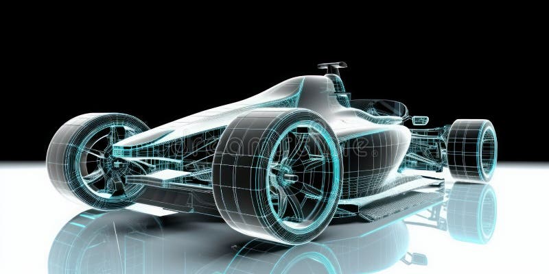 Formula Car Technology Wireframe Sketch Perspective Back View ...