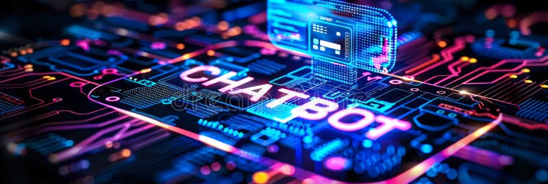 Futuristic Digital Chatbot Technology Interface with Glowing Circuit ...