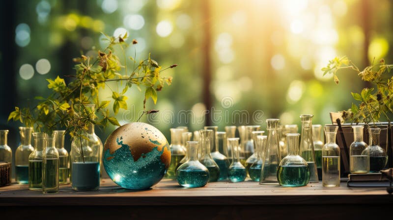 Global Science Experiment Earth Globe As Laboratory Beaker for World ...