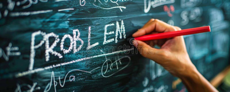 Hand Erasing the Word PROBLEM Written in White Chalk on a Blackboard ...