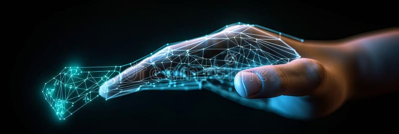 A Human Hand Touching with Digital Hand, Digital Transformation Concept ...