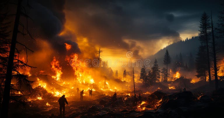 Inferno Unleashed - Out of Control Forest Fire Rages Stock Illustration ...