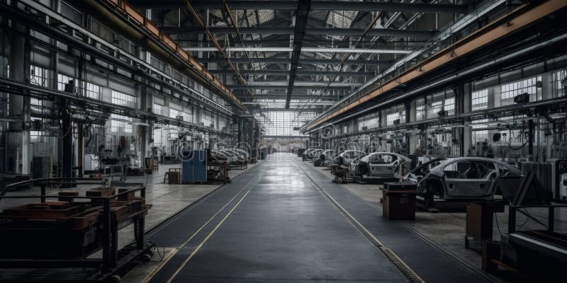 Interior of Factory with Assembly Line for Modern Cars. Generative AI ...
