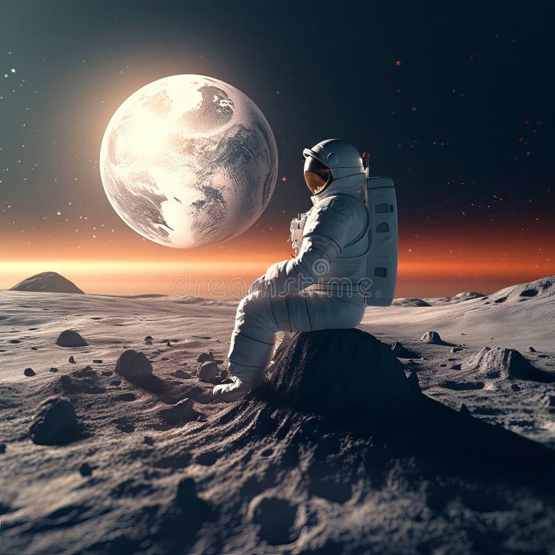 Lunar Meditation: Astronaut Meditating in a Peaceful Position on the ...