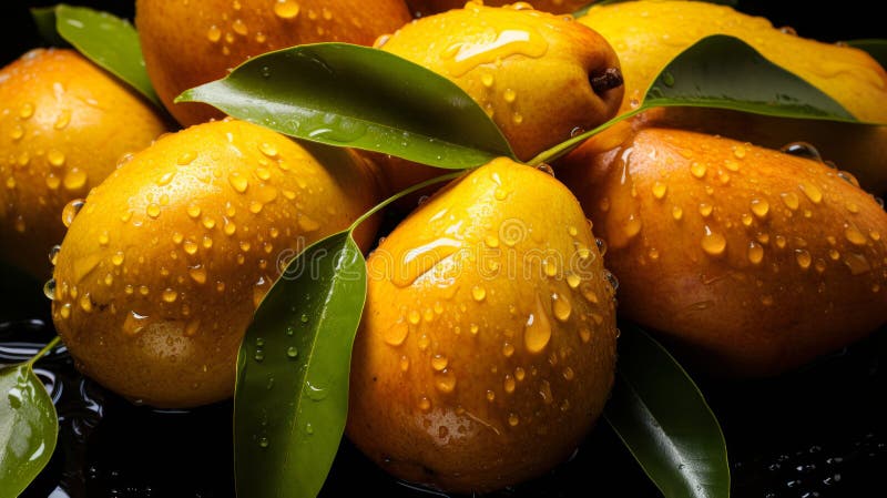 Macro Close-up of Mango Texture with Water Spots Fruit Photography ...