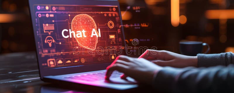 Modern Artificial Intelligence Concept with User Interacting with Chat ...