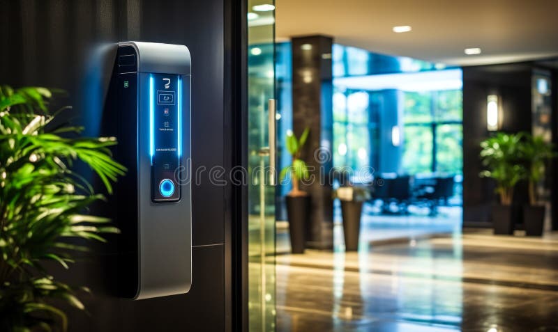 Modern Office Entrance with a Biometric Security Access Control System ...