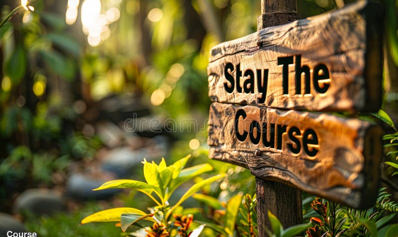 Motivational Stay the Course Sign Held Up with Two Hands, Promoting ...