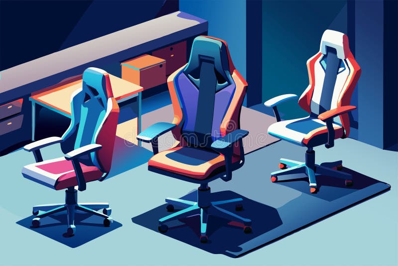 Office and Gaming Chair Set. Cartoon Style Vector Illustration Stock ...