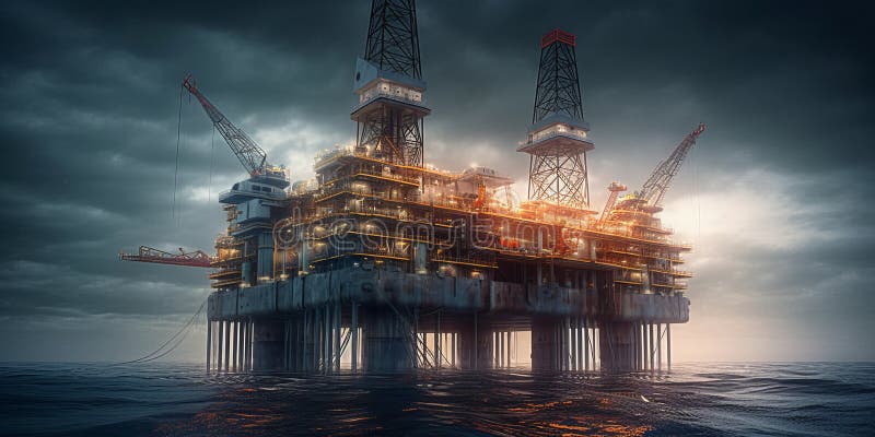 Offshore Drilling Rig Construction at Sea in Progress for Petroleum ...