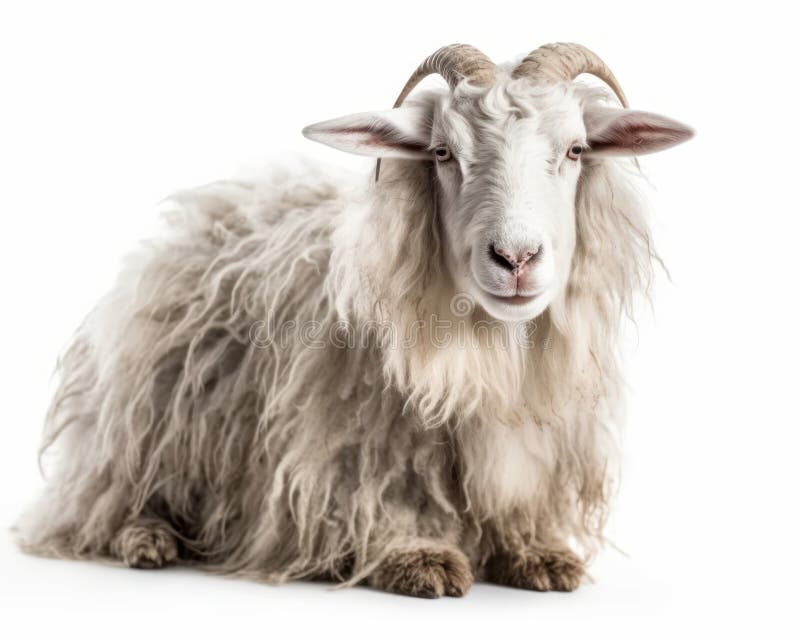 Photo of Angora Goat Isolated on White Background. Generative AI Stock ...