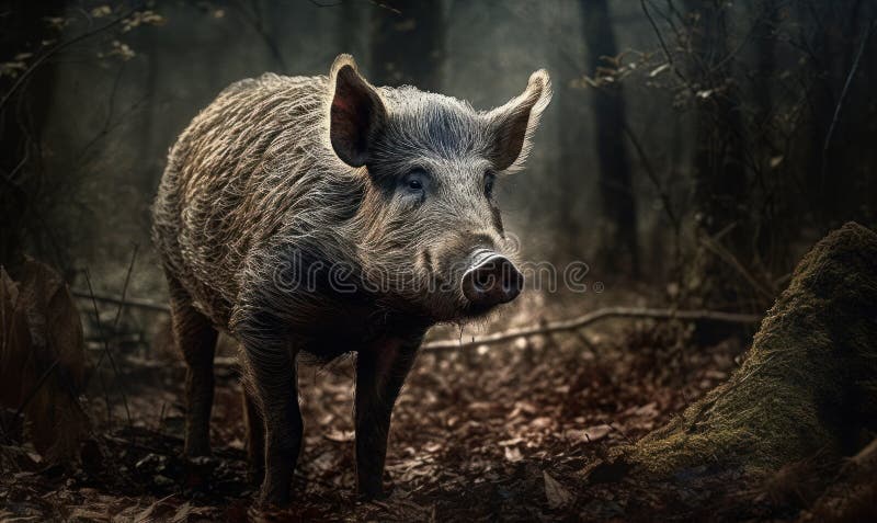 Photo of Hog Standing on a Forest Path. Generative AI Stock ...