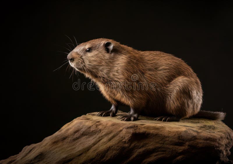 Photo of Mountain Beaver on Black Background. Generative AI Stock ...