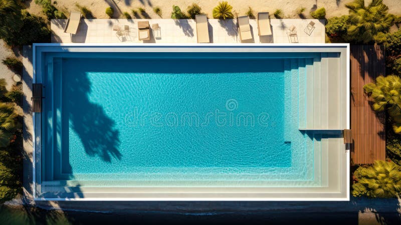 Poolside Paradise Beautiful Top View of Rectangular Swimming Pool Stock ...
