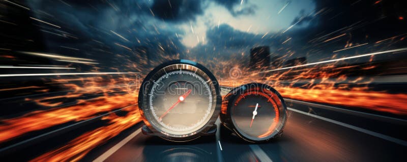 Pushing Limits Speedometer Clocking High Speed on Fast Track Stock ...