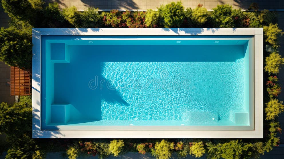 Refreshing Escape Top View of Beautiful Rectangular Swimming Pool Stock ...