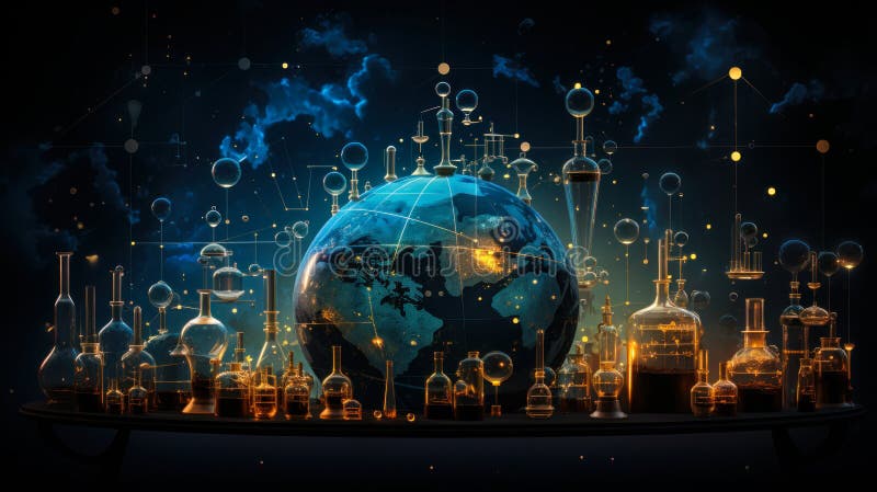 Scientific Earth Globe As Laboratory Beaker for World Science Day for ...